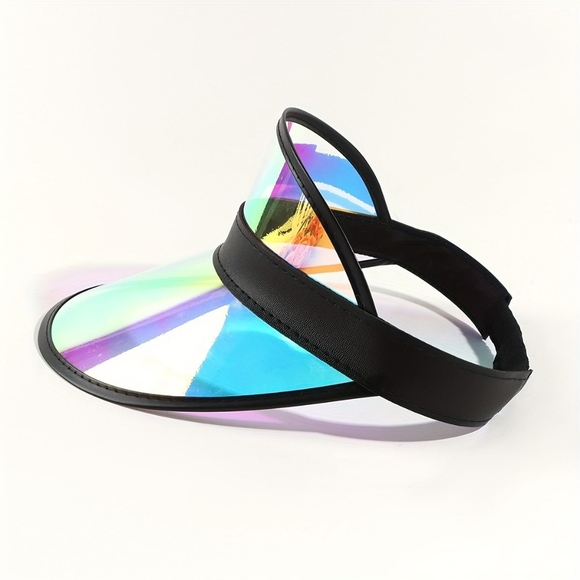 Accessories | Nib Holographic Laser Pvc Black Elastic Hat Lightweight ...
